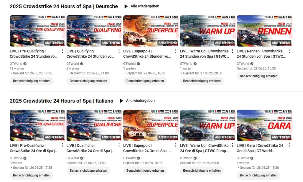 24h-Rennen Spa: Live Stream auf Youtube